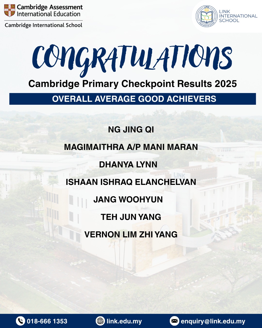 Cambridge Primary Checkpoint Results 2025 – Link International School